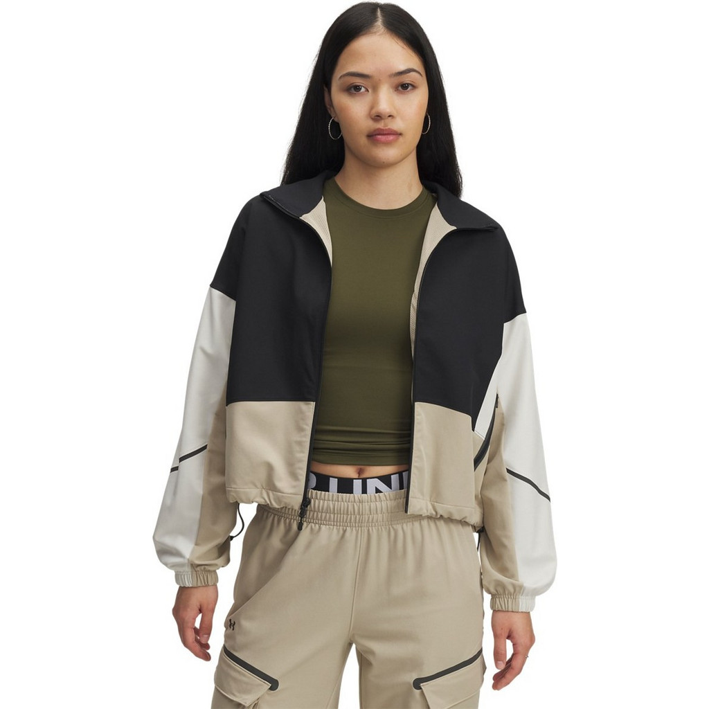 Under Armour Unstoppable Αθλητικό Γυναικείο Μπουφάν Softshell Κοντό Αδιάβροχο Μαύρο Μπεζ Λευκό ...