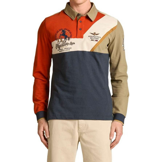 Aeronautica Militare Ανδρική Μπλούζα Polo Μακρυμάνικη Πολύχρωμη PO1888 ...
