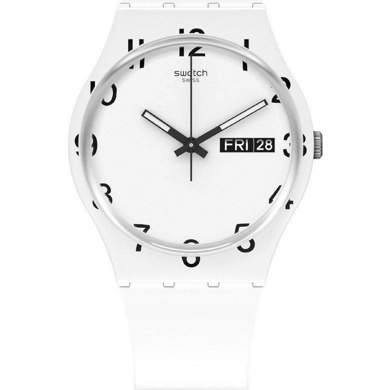 Swatch Over White Ανδρικό Ρολόι με Λευκό Καουτσούκ Λουράκι GW716 ...