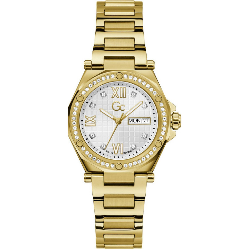 Guess GC Collection Γυναικείο Ρολόι με Χρυσό Μεταλλικό Μπρασελέ ...