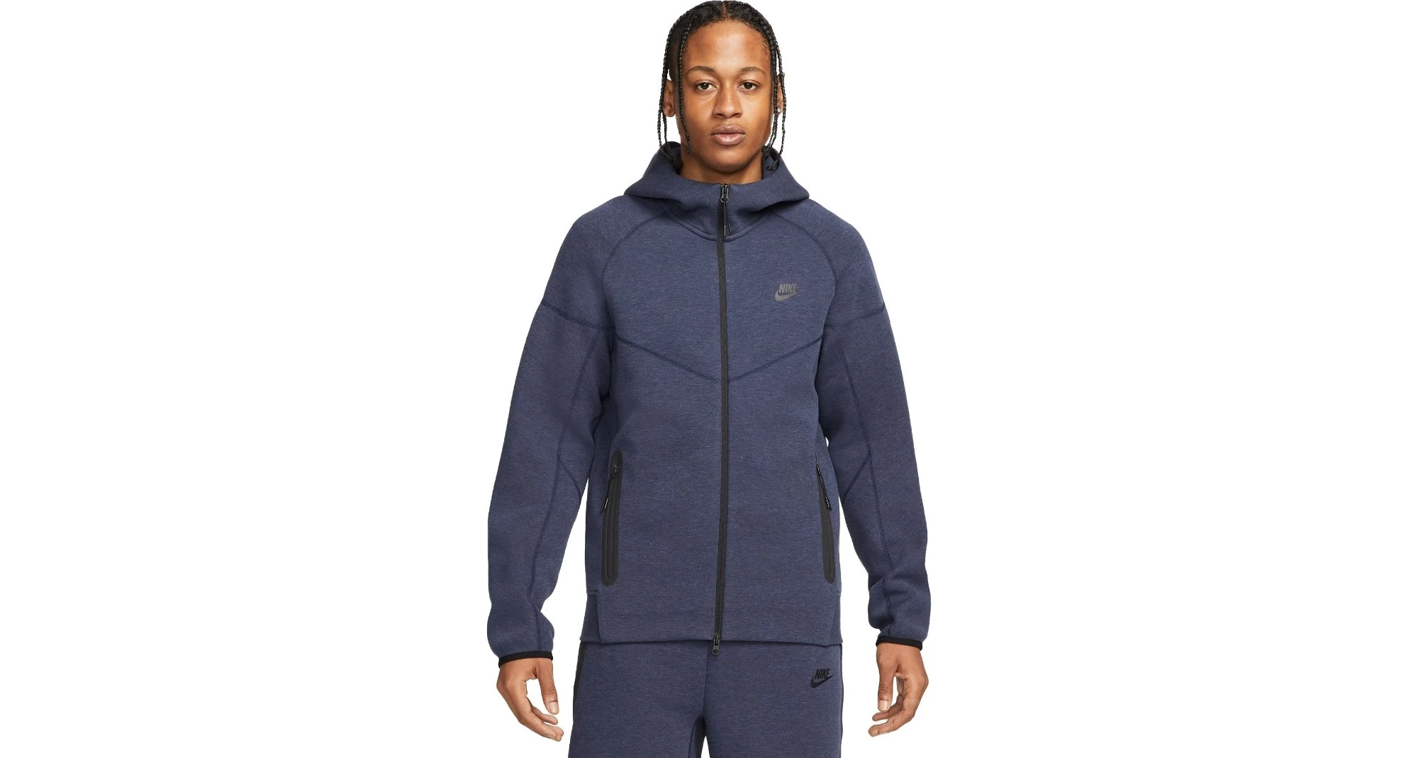 Nike Tech Fleece Ανδρική Ζακέτα Fleece με Κουκούλα και Φερμουάρ Μπλε ...