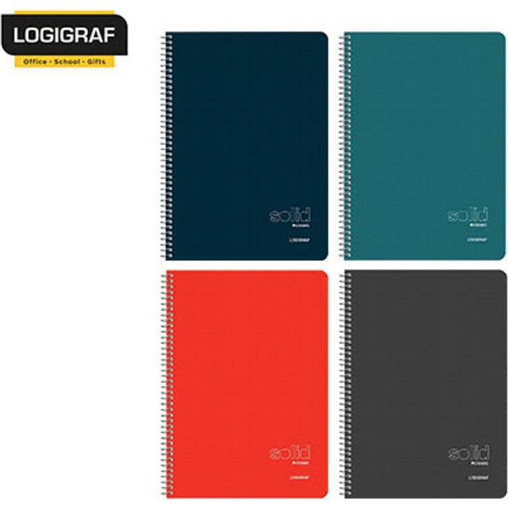Logigraf Solid Classic Σπιράλ Τετράδιο Ριγέ B5 90 Φύλλων 3 Θεμάτων ...