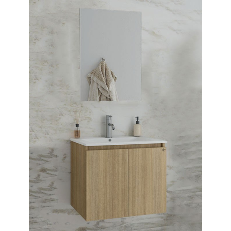 Drop Σετ Έπιπλο Mπάνιου με Νιπτήρα & Καθρέπτη Verona 60 Slavonia Oak ...