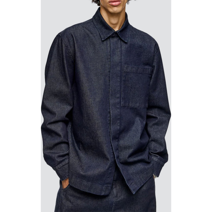 Diverse Ανδρικό Πουκάμισο Τζιν Μακρυμάνικο Κανονική Γραμμή Navy Μπλε ...