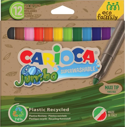 Carioca Jumbo Eco Family Μαρκαδόροι Ζωγραφικής Σετ 12 Χρώματα ...