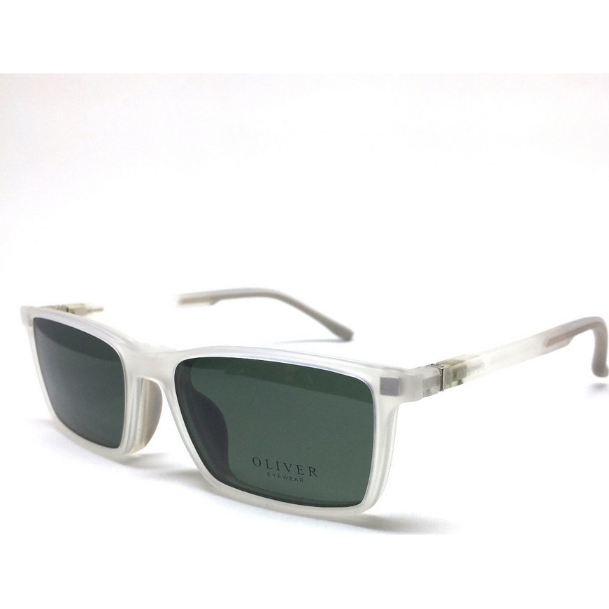 Oliver 20101 C1 Ανδρικά Γυαλιά Ηλίου Τετράγωνα Κοκάλινα Άσπρα με Πράσινο Polarized Φακό ...