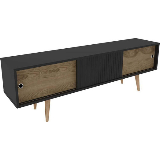 Hanah Home Έπιπλο Τηλεόρασης Μοριοσανίδα Ανθρακί Μ160xΠ34.5xΥ45cm Ecrin ...