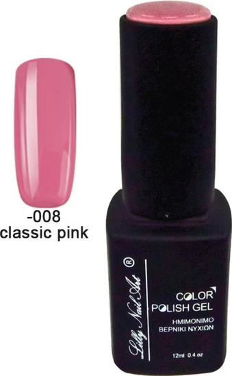 Lilly Nail Art Color Gel Classic Pink Ημιμόνιμο Βερνίκι Νυχιών 12ml ...