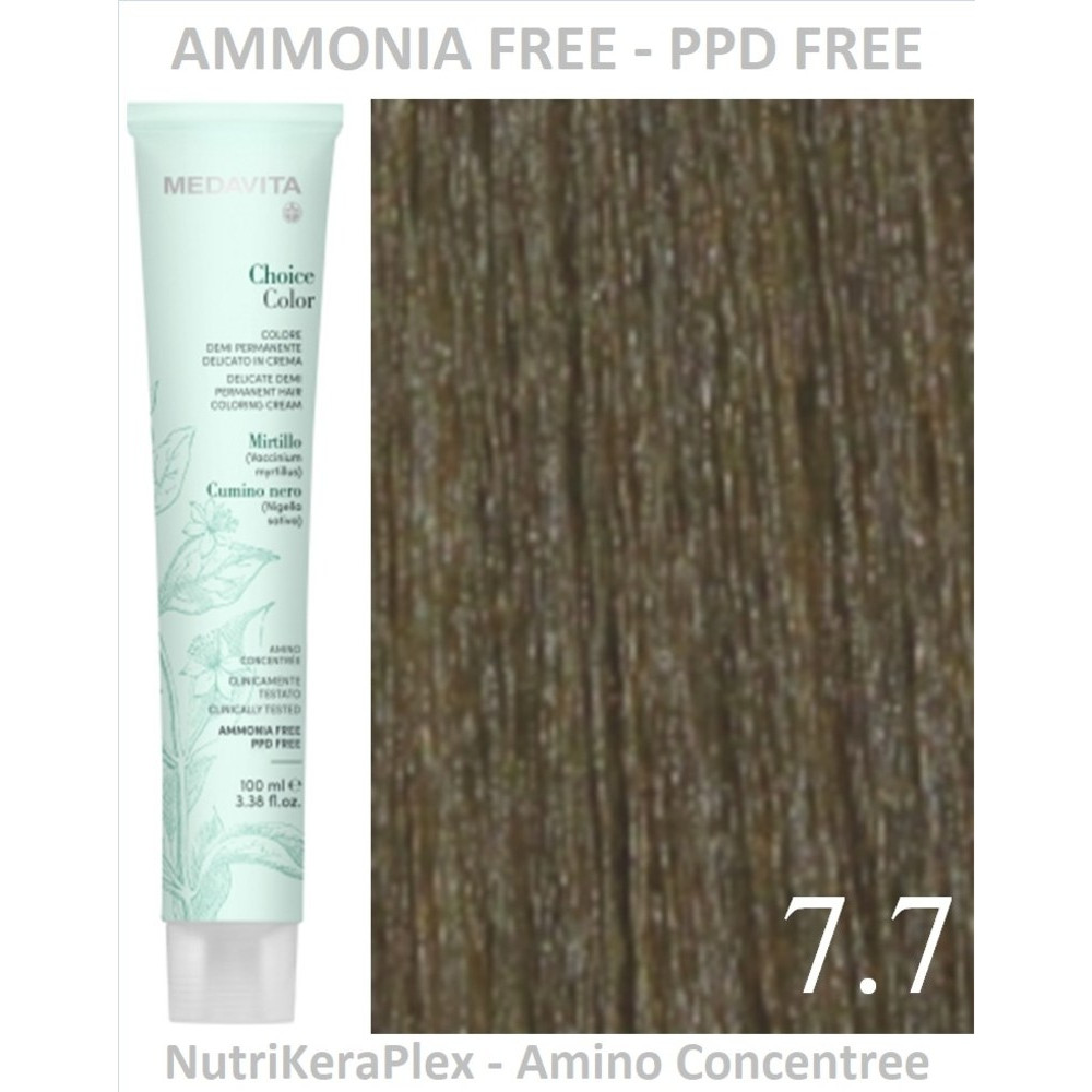 Medavita Choice Color 7.7 Sand Ash Blond Ημιμόνιμη Βαφή Μαλλιών Χωρίς ...