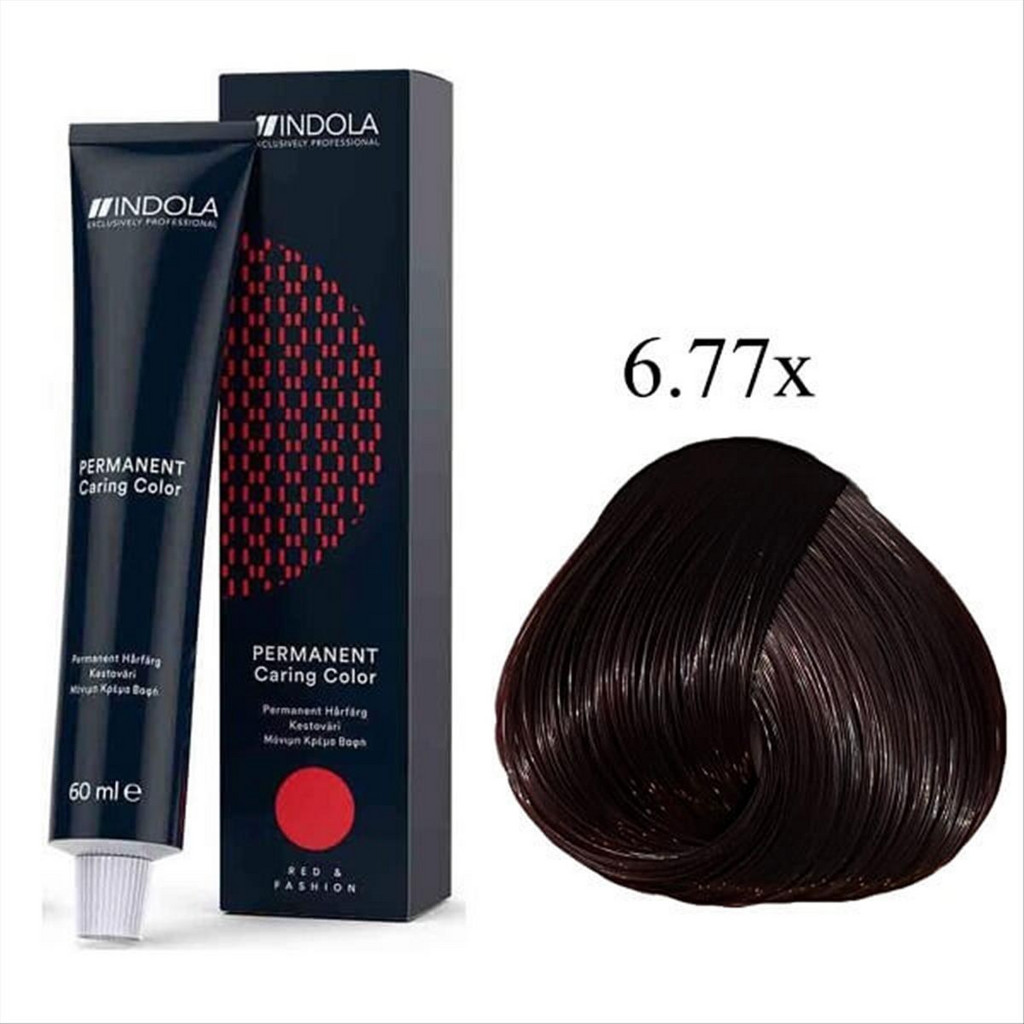 Indola Permanent Caring Color 6.77X Ξανθό Σκούρο Πολύ Έντονο Bιολέ ...