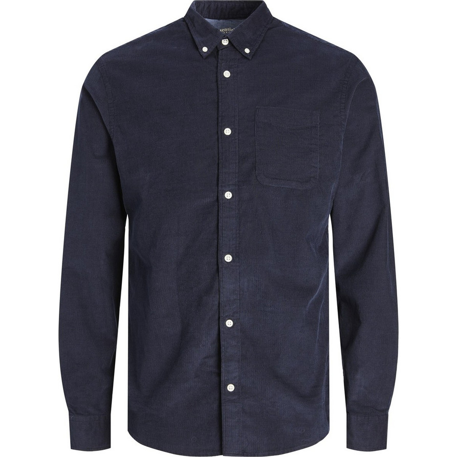 Jack & Jones Ανδρικό Πουκάμισο Κοτλέ Μακρυμάνικο Slim Fit Navy Μπλε ...