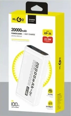 KLGO KP-34 Power Bank 20000mAh 22.5W με Θύρα USB-A & Θύρα USB-C Power ...