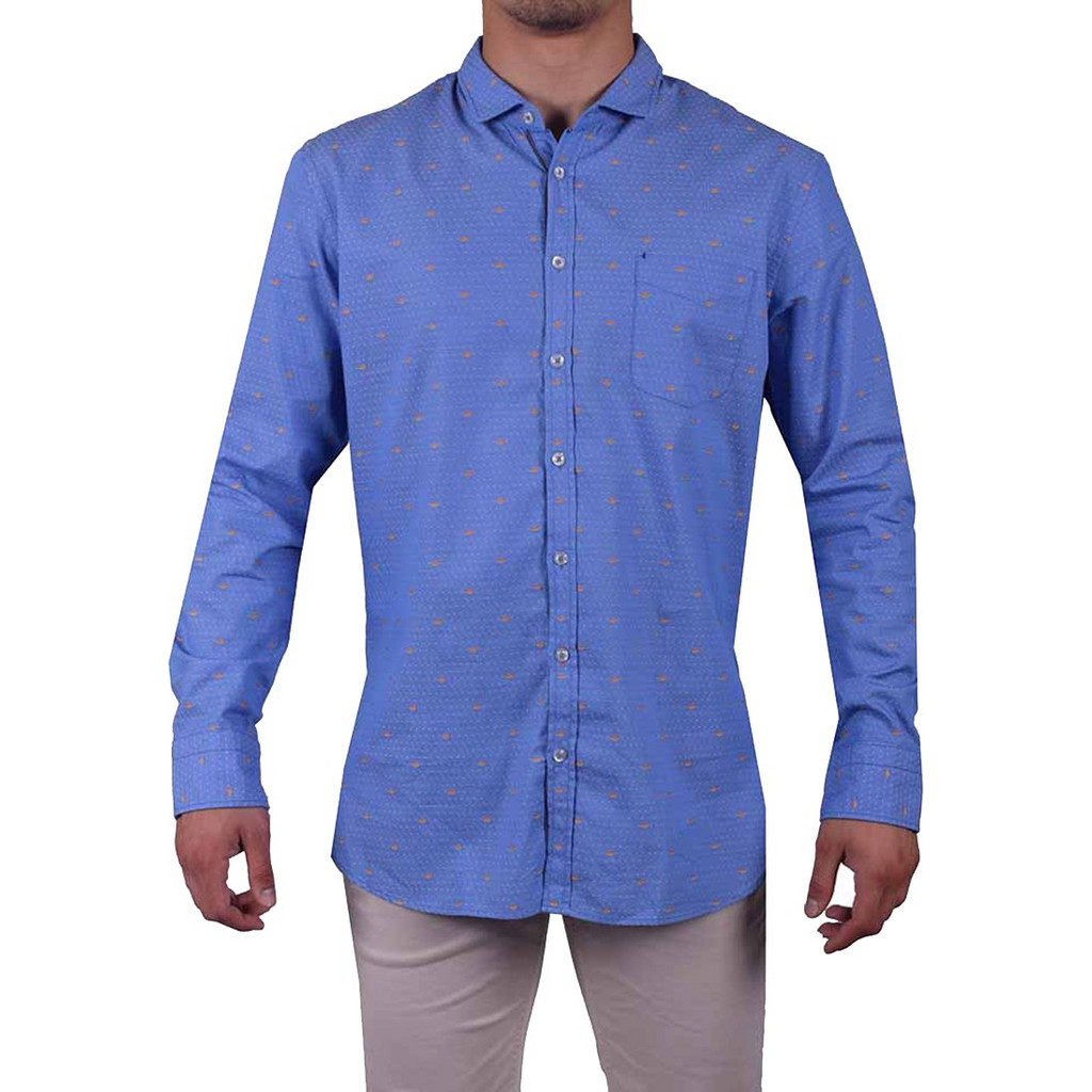 Hugo Boss Ανδρικό Πουκάμισο Βαμβακερό Μακρυμάνικο Κανονική Γραμμή Μπλε ...