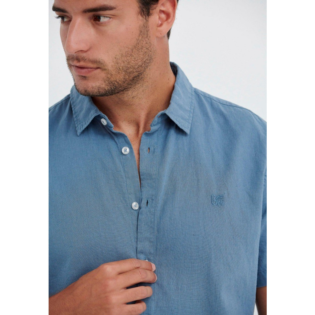 Garage Fifty Five Ανδρικό Πουκάμισο Λινό Κοντομάνικο Κανονική Γραμμή ...