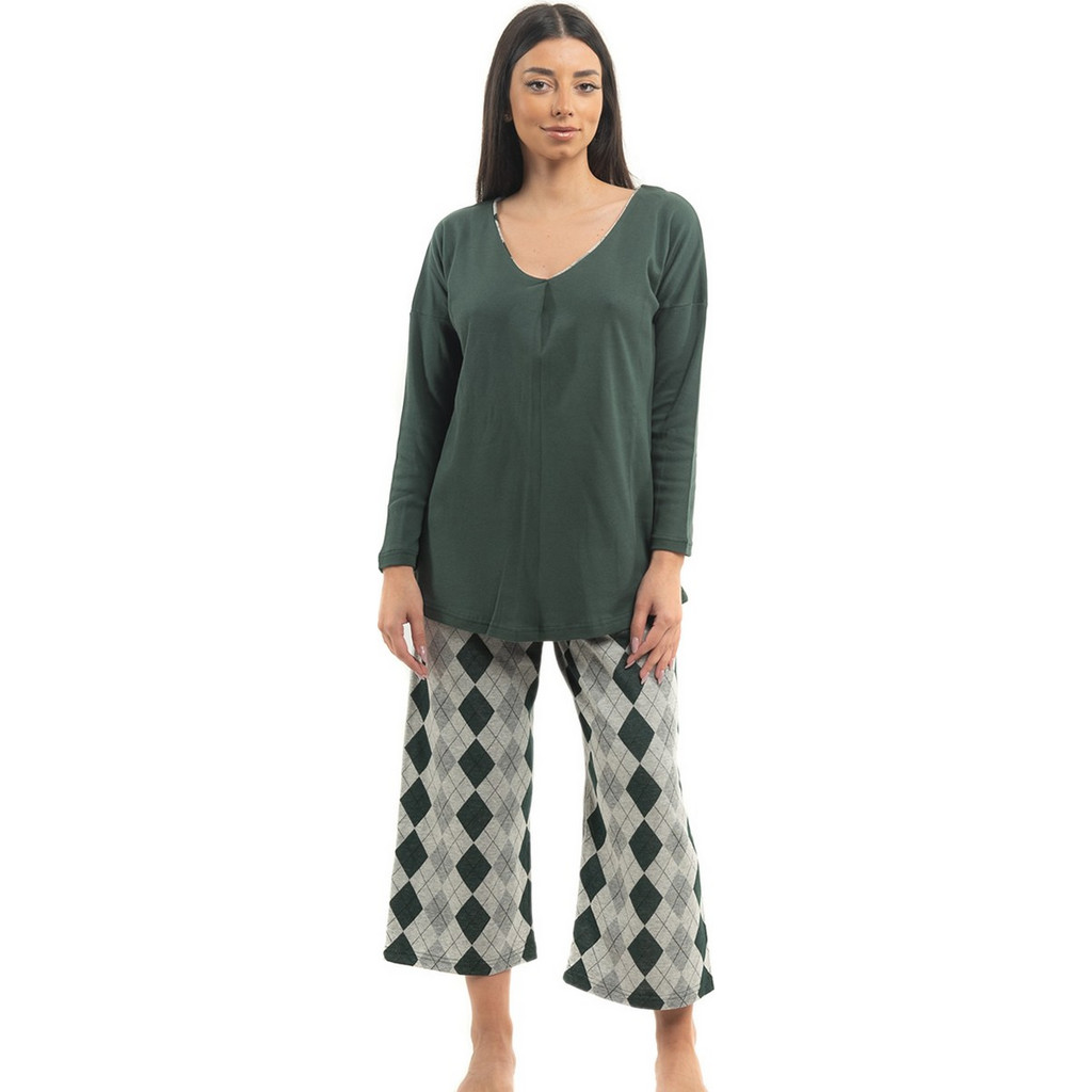 Koyote Σετ Γυναικείες Πιτζάμες Καλοκαιρινές Βαμβακερές Χακί KG5120 ...