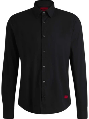 Hugo Boss Ανδρικό Πουκάμισο Βαμβακερό Μακρυμάνικο Slim Fit Λευκό ...