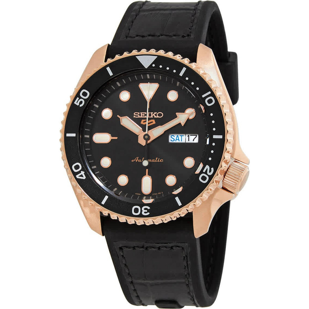 Seiko 5 Sports Ανδρικό Ρολόι Αυτόματο με Μαύρο Καουτσούκ Λουράκι ...