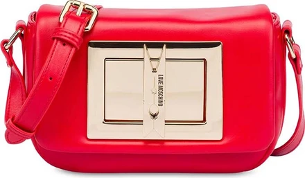 Love Moschino Γυναικείο Τσαντάκι Χιαστί Δερμάτινο Κόκκινο με Στενό ...