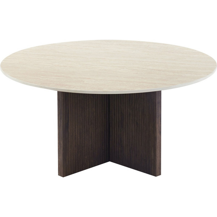 HomeMarkt Sky Τραπεζάκι Σαλονιού Στρογγυλό MDF με Ξύλινη Βάση Φ80xΥ40cm ...