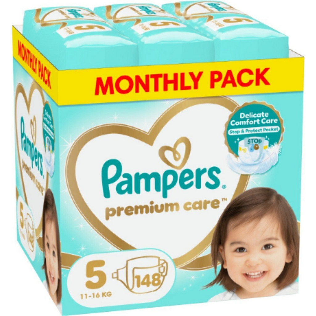 Pampers Premium Care Monthly Pack Πάνες No5 11-16kg 148τμχ | BestPrice.gr