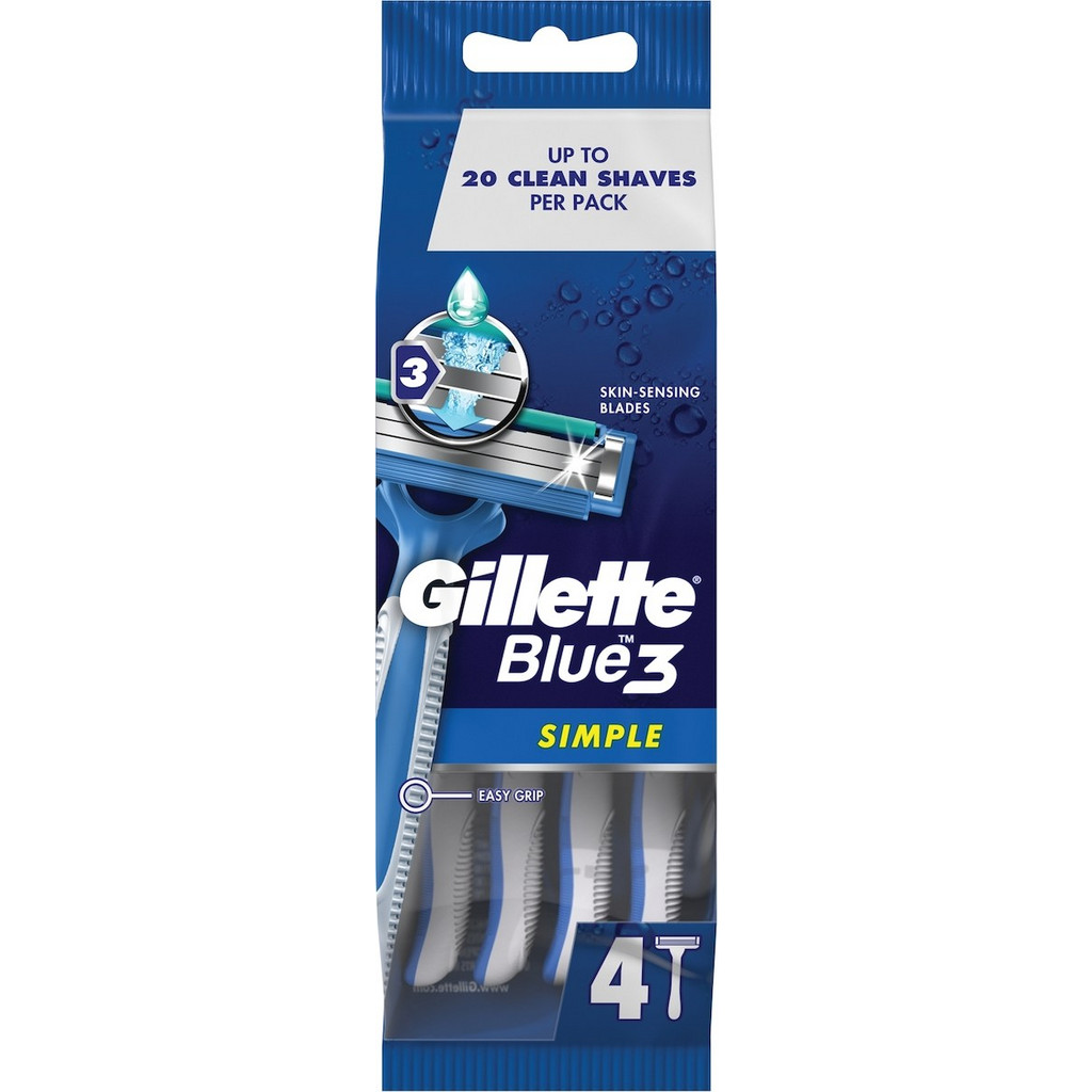 Gillette Blue Simple 3 Ξυραφάκι μιας Χρήσης με 3 Λεπίδες & Λιπαντική ...