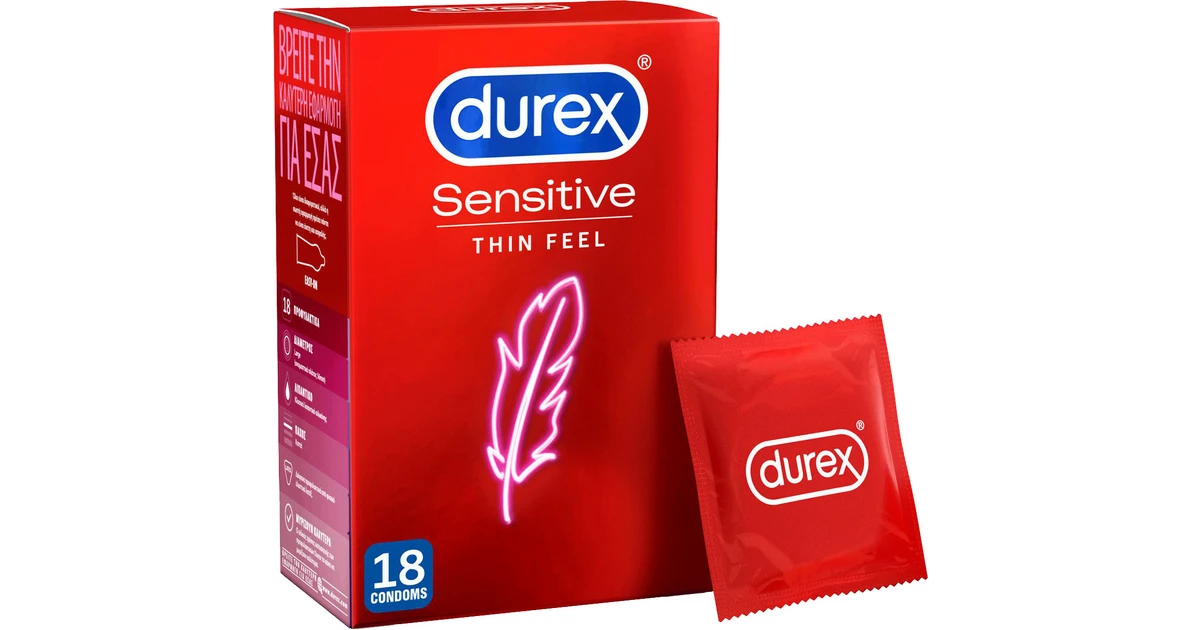 Durex Sensitive Thin Feel Προφυλακτικά Λεπτά με Λιπαντικό 18τμχ | BestPrice.gr