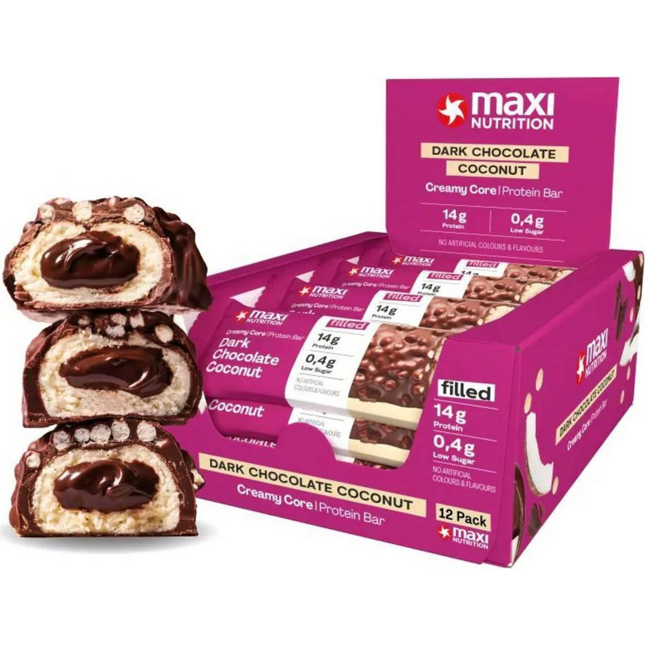 MaxiNutrition Creamy Core Protein Bar Dark Chocolate 45gr 12τμχ ...