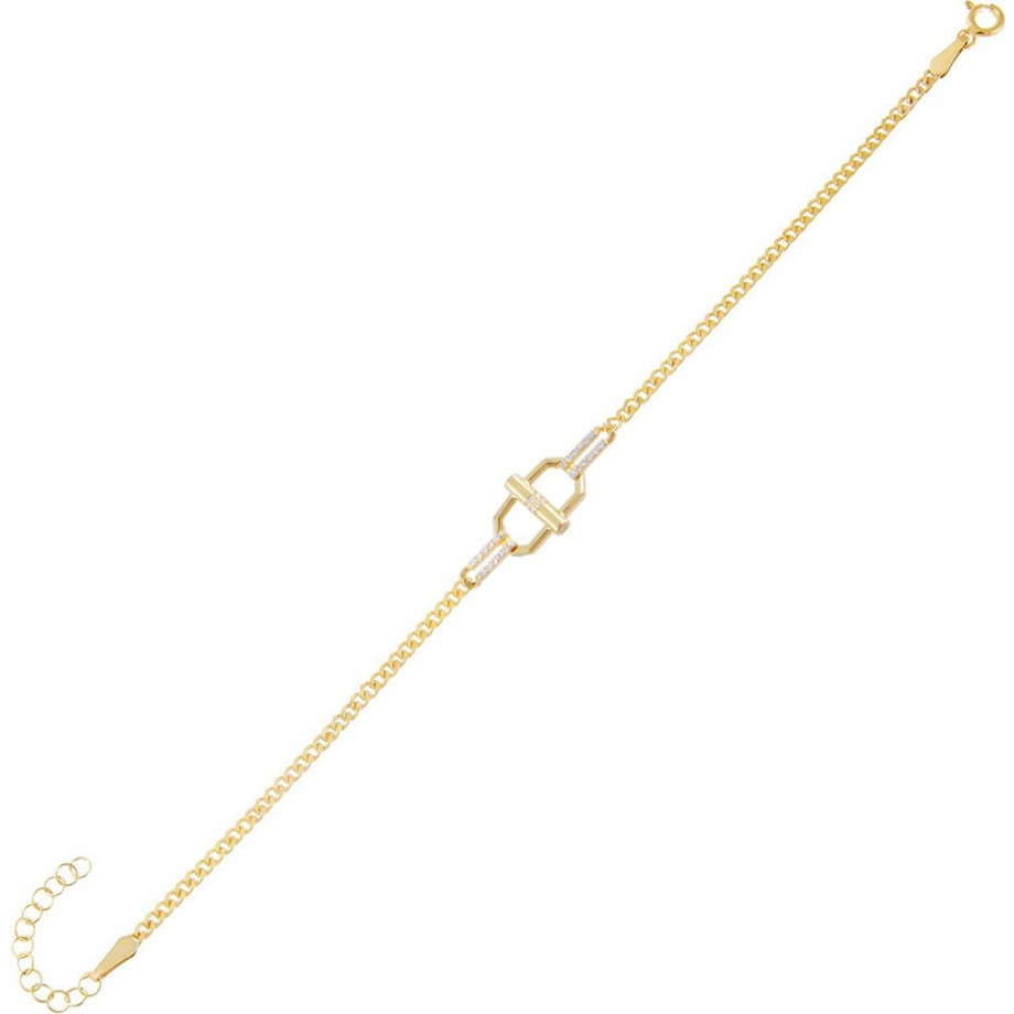 Laura P. Γυναικείο Βραχιόλι Αλυσίδα από Ασήμι 925 Χρυσό με Ζιργκόν ...