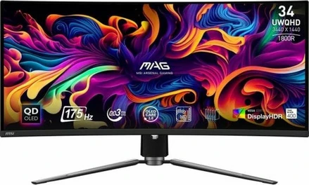 MSI MAG 341CQP Ultrawide QD-OLED HDR Curved Gaming Monitor 34.18 ...