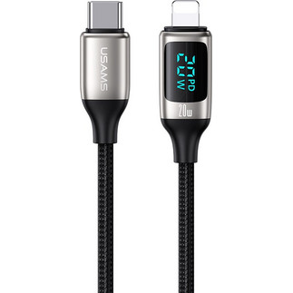 Usams US-SJ545 Braided LED USB-C to Lightning Cable 20W 1.2m Silver ...