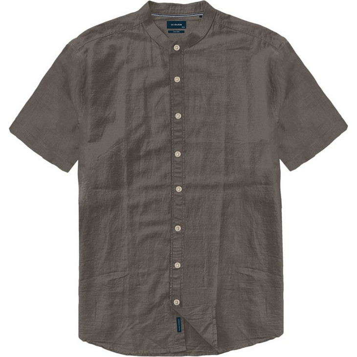 Double Ανδρικό Πουκάμισο Λινό Κοντομάνικο Κανονική Γραμμή με Mao Γιακά ...