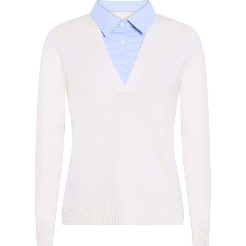 Celestino Γυναικεία Πλεκτή Μπλούζα με Γιακά Εκρού SQ7572.4063 ...