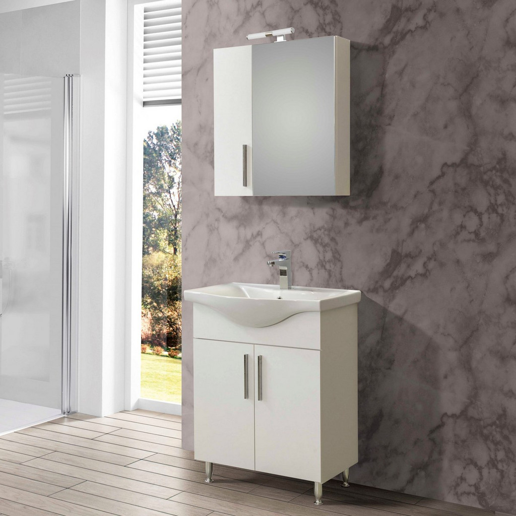 Martin Σετ Έπιπλο Μπάνιου με Νιπτήρα & Καθρέπτη Siena White 65 ...
