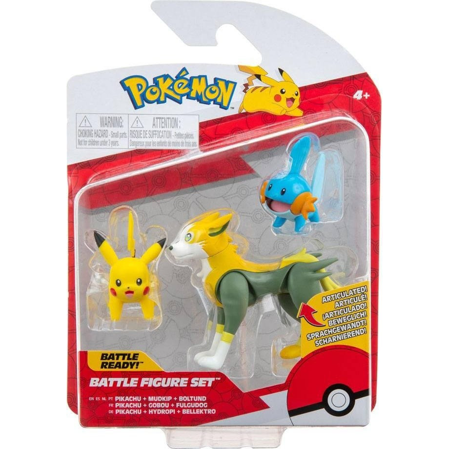 Jazwares Pokemon Battle Figure Set Mudkip, Pikachu & Boltund PKW2676 ...