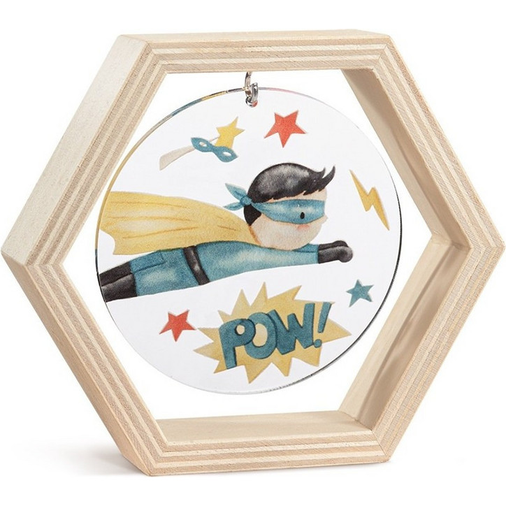 Parisis Μπομπονιέρα Βάπτισης Καδράκι Super Boy από Plexiglass & Ξύλο ...