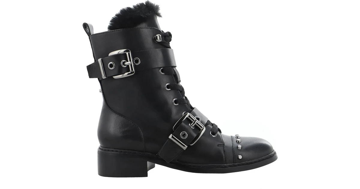 Kendall + Kylie Γυναικεία Αρβυλάκια Δερμάτινα Μαύρα με Χοντρό Χαμηλό ...
