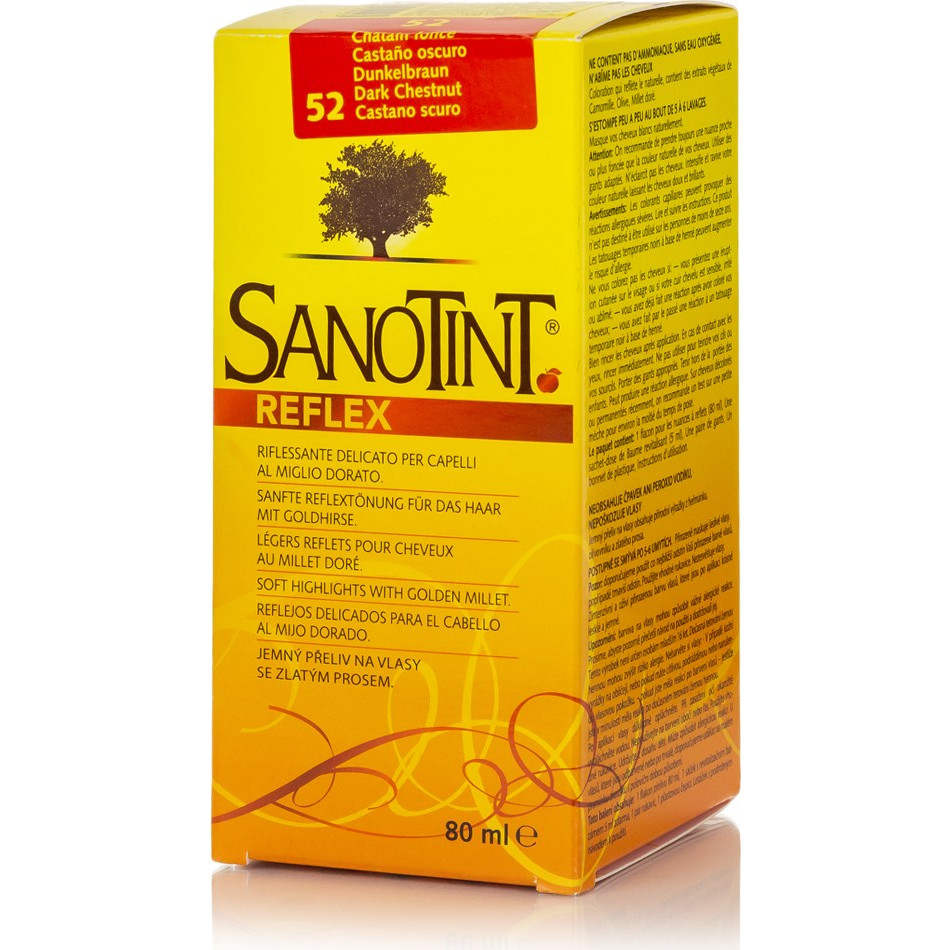 Sanotint Reflex 52 Καστανό Σκούρο Φυτική Ημιμόνιμη Βαφή Μαλλιών Χωρίς ...