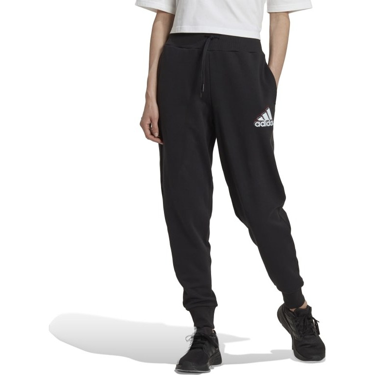 Adidas Essentials Multi-Colored Logo Γυναικείο Παντελόνι Φόρμας με Λάστιχο Μαύρο HL4417 ...