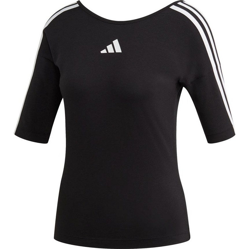 Adidas Open Back 3-Stripes Γυναικείο Αθλητικό T-Shirt Μαύρο FL1868 ...