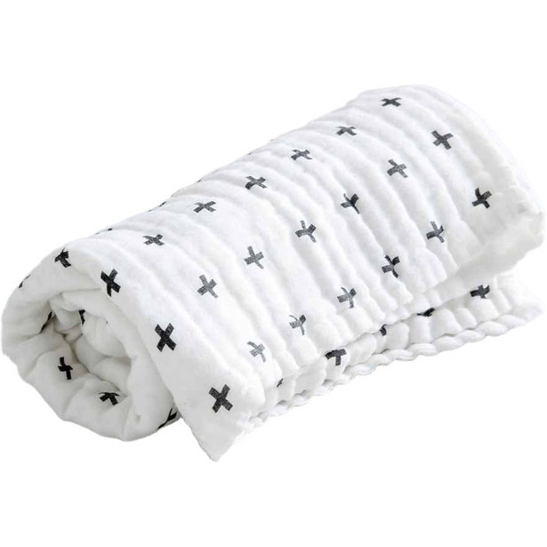 Nima Home Hush Κουβέρτα Κούνιας Βαμβακερή 110x150 Λευκή Γκρι | BestPrice.gr