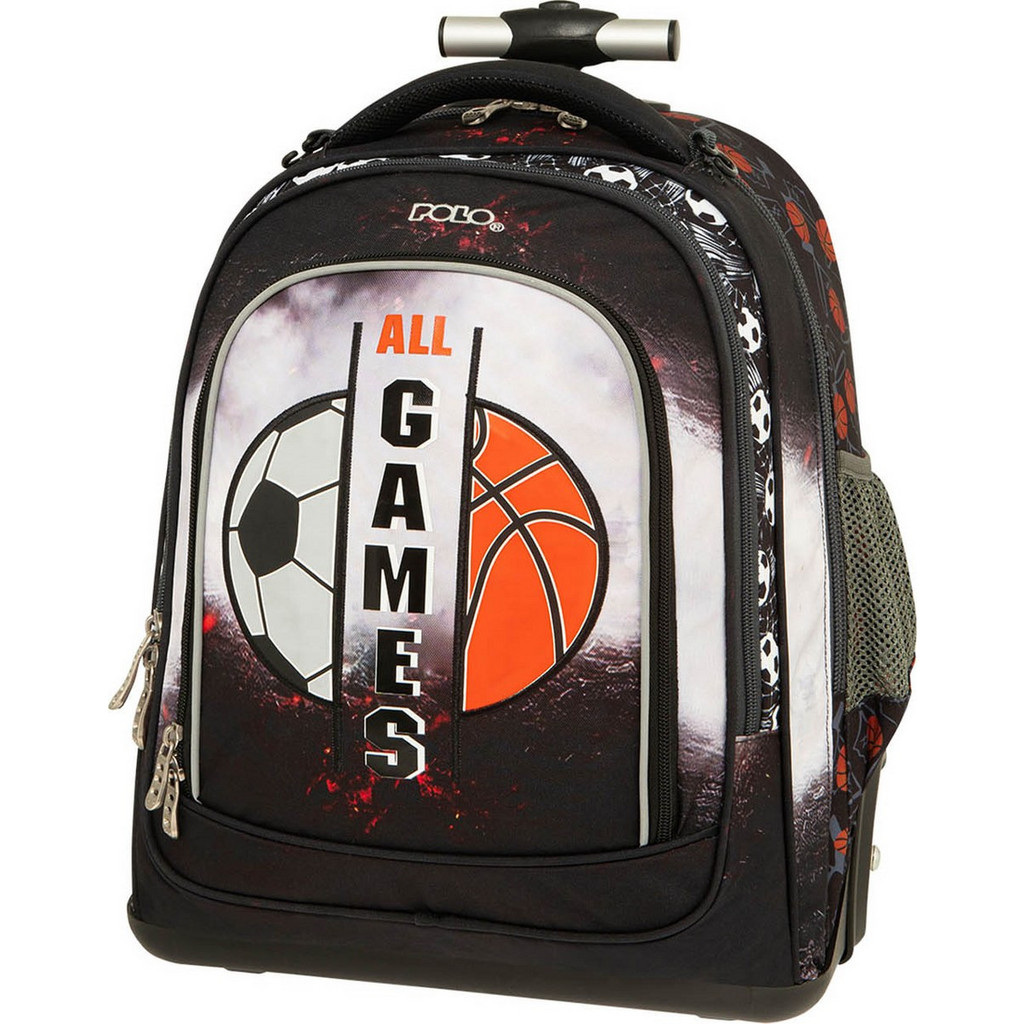 Polo Rolling All Games Σχολική Τσάντα Τρόλεϊ Δημοτικού Μαύρη 901016-8277 | BestPrice.gr