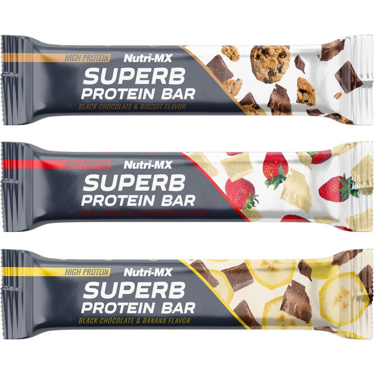 Nutri-MX Superb Protein Bar White Chocolate Strawberry 60gr 12τμχ ...