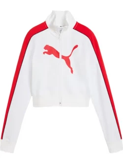 Puma T7 Leo Luxe Γυναικεία Ζακέτα Φούτερ Κοντή με Φερμουάρ Ροζ 632342 ...