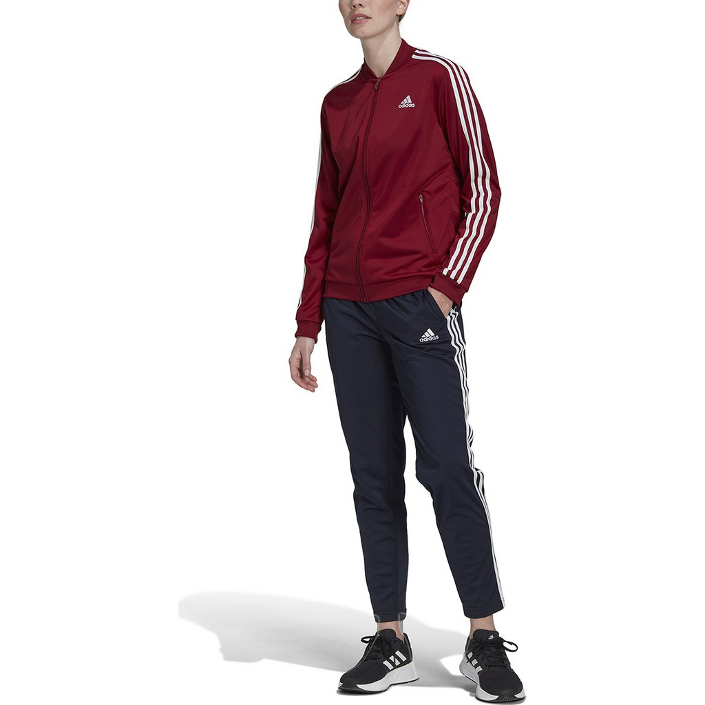 Adidas Essentials 3-Stripes Γυναικείο Σετ Φόρμας Μαύρο Μπορντό HM1913 | BestPrice.gr