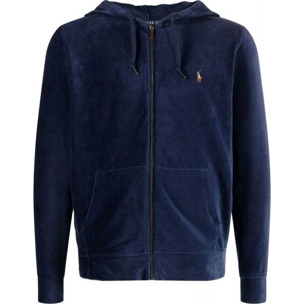 Polo Ralph Lauren Ανδρική Ζακέτα Φούτερ με Κουκούλα και Φερμουάρ Μπλε ...