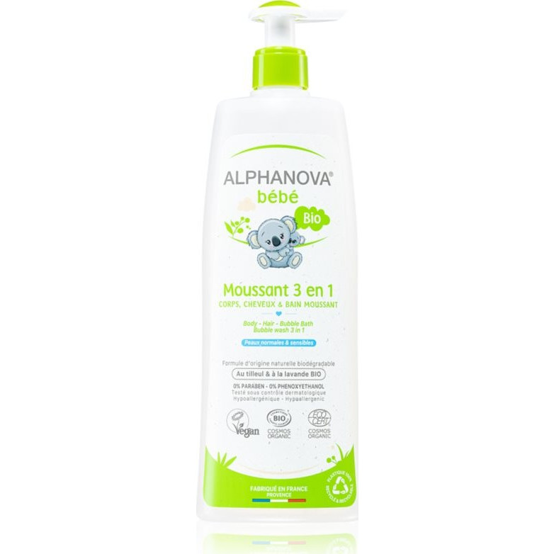 Alphanova Baby Bubble 3 in 1 Βρεφικό Σαμπουάν & Αφρόλουτρο Λεβάντα ...