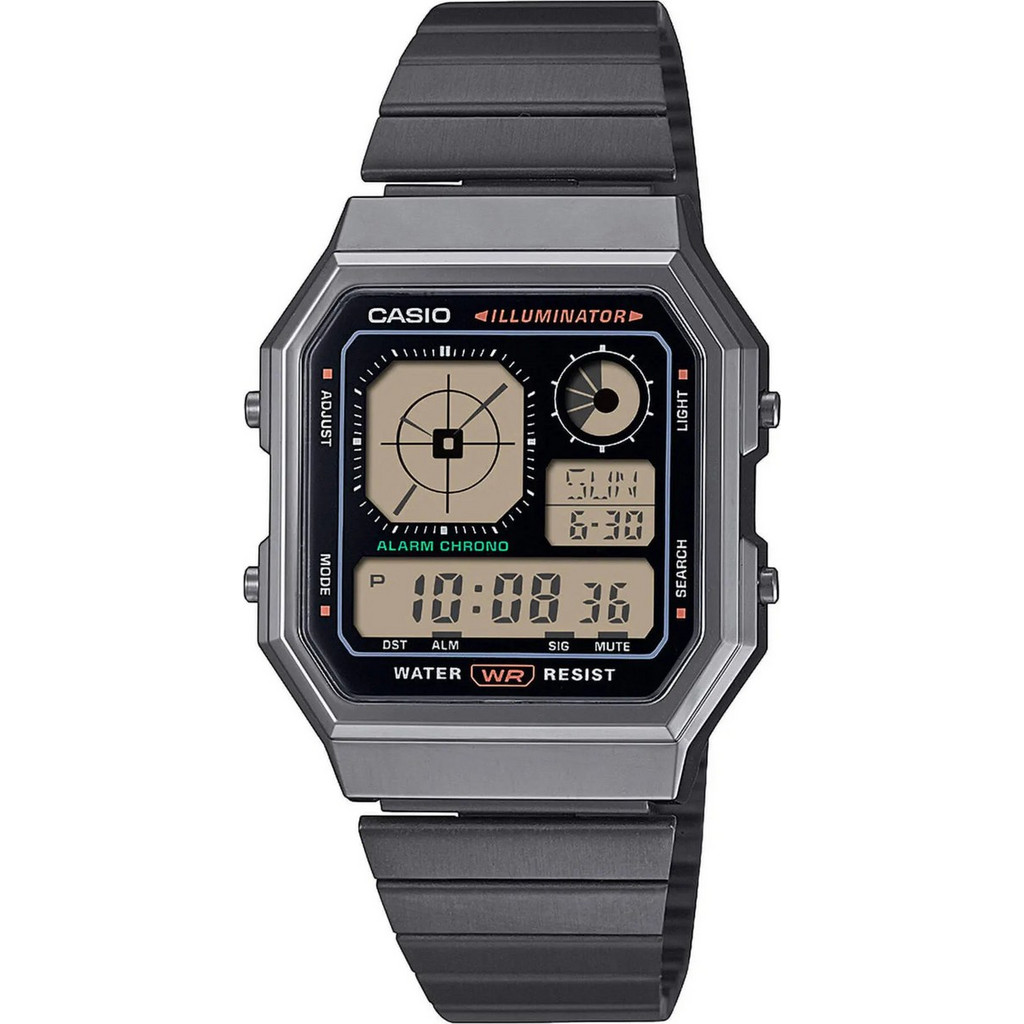 Casio Ψηφιακό Ανδρικό Ρολόι Χρονογράφος με Μαύρο Μεταλλικό Μπρασελέ ...