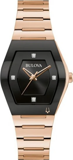 Bulova Gemini Γυναικείο Ρολόι με Ροζ Χρυσό Μεταλλικό Μπρασελέ 97P158 ...