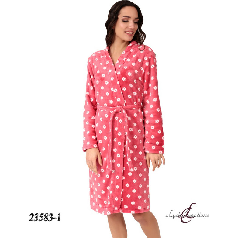 Lydia Creations Γυναικεία Ρόμπα Χειμωνιάτικη Fleece Κοραλί 23583 ...