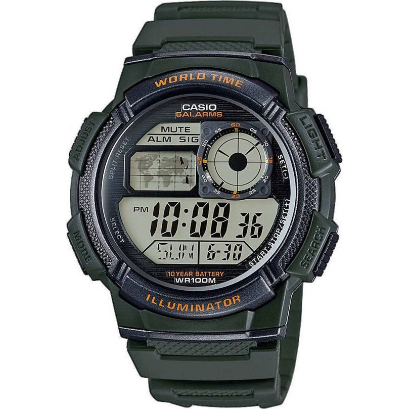 Casio Standard Ψηφιακό Ανδρικό Ρολόι Χρονογράφος με Χακί Καουτσούκ ...